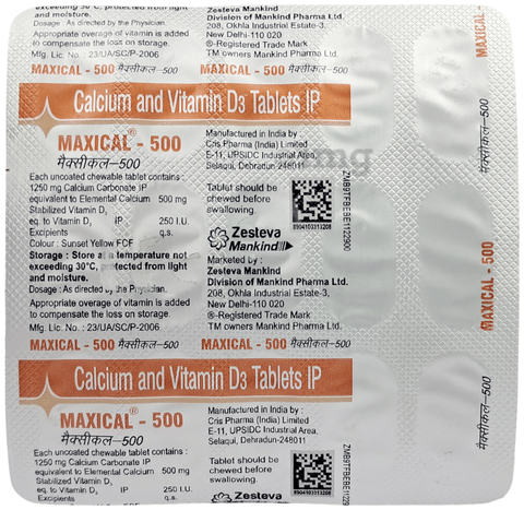 Maxical 500 Tablet For Bone, Joint and Muscle Care: Buy strip of 15.0 ...