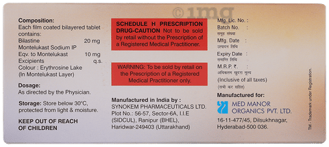 Buy Bilahist M 20mg/10mg Tablet Online: View Uses, Side Effects, Price ...