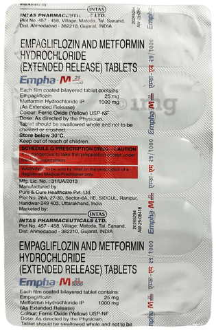 Buy Empha-M 25/1000 Tablet ER Online: View Uses, Side Effects, Price ...