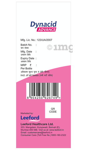 Buy Dynacid Advance Oral Suspension Sugar Free Online: View Uses, Side ...