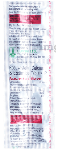 Buy NOvastat-EZ 20mg/10mg Tablet Online: View Uses, Side Effects, Price ...