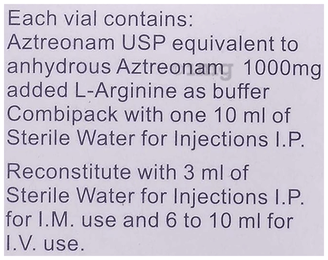 Buy Aztrone 1gm Injection Online: View Uses, Side Effects, Price ...