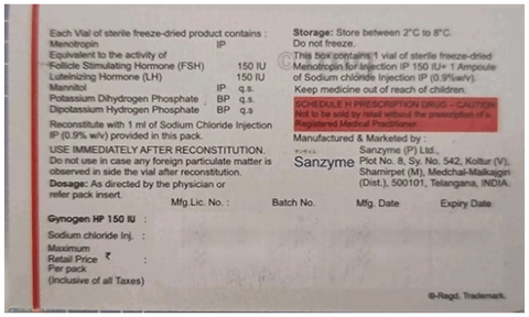 Buy Gynogen HP 150IU Injection Online: View Uses, Side Effects, Price ...