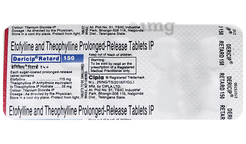 Buy Dericip Retard 150 Tablet PR Online: View Uses, Side Effects, Price ...