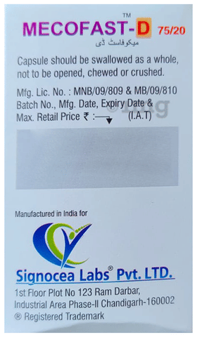 Buy Mecofast-D 75/20 Capsule DR Online: View Uses, Side Effects, Price ...