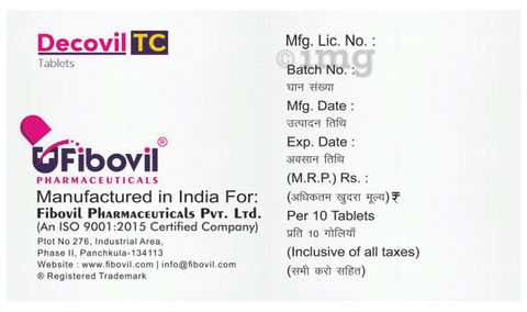 Buy Decovil TC Tablet Online: View Uses, Side Effects, Price ...
