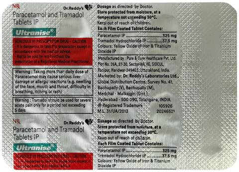 Buy Ultranise 37.5mg/325mg Tablet Online: View Uses, Side Effects ...