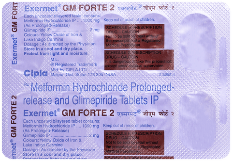 Buy Exermet GM Forte 2 Tablet PR Online: View Uses, Side Effects, Price ...
