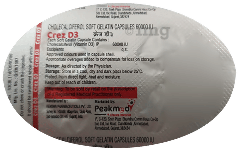 Buy Crez D3 Soft Gelatin Capsule Online: View Uses, Side Effects, Price ...