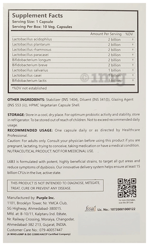 Buy L6B3 Vegicap Probiotic Veg Capsule for acne Online: View Uses, Side ...