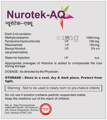 Buy Nurotek-AQ Injection Online: View Uses, Side Effects, Price ...