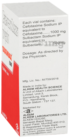 Buy Taximax 1500 mg Injection Online: View Uses, Side Effects, Price ...