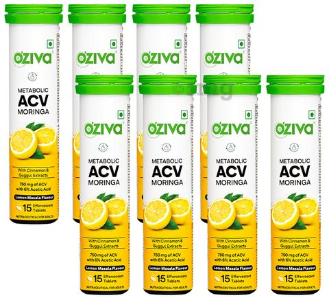 Oziva Metabolic ACV Moringa Effervescent Tablet (15 Each) Lemon Masala ...