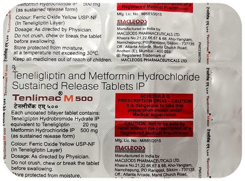 Buy Tenlimac M 500 Tablet SR Online: View Uses, Side Effects, Price ...