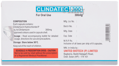 Buy Clindatec 300mg Capsule Online: View Uses, Side Effects, Price ...
