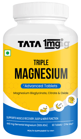 Triple Magnesium Tablets | Magnesium Complex Supplement by Tata 1mg ...