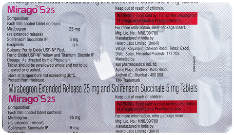 Buy Mirago S 25 Tablet ER Online: View Uses, Side Effects, Price ...