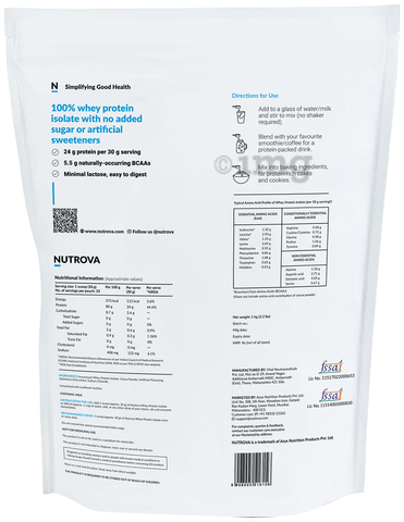 Nutrova Whey Protein Isolate Powder (1Kg Each) Dark Chocolate: Buy box ...
