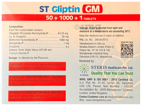 Buy ST Gliptin GM 50+1000+1 Tablet Online: View Uses, Side Effects ...