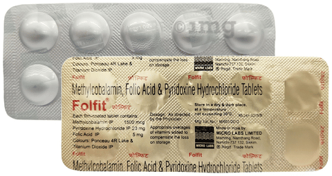 Buy Folfit Tablet with Mecobalamin, Folic Acid & Pyridoxine ...