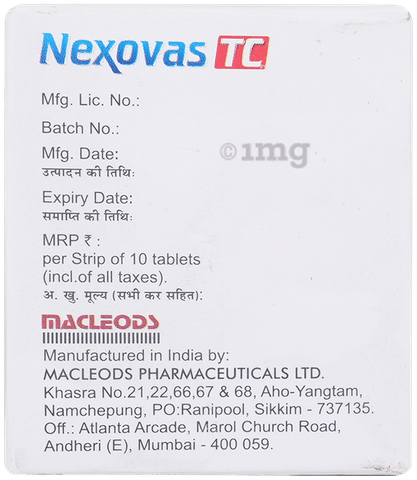 Buy Nexovas TC 40mg/10mg/12.5mg Tablet Online: View Uses, Side Effects ...