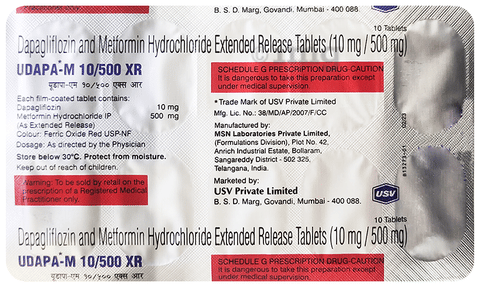 Buy Udapa-M 10/500 XR Tablet Online: View Uses, Side Effects, Price ...