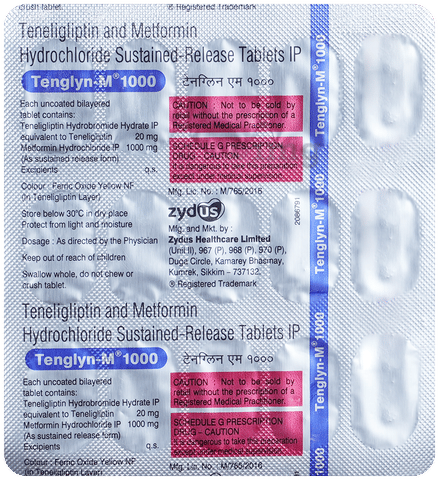 Buy TENglyn M 1000 Tablet SR Online: View Uses, Side Effects, Price ...