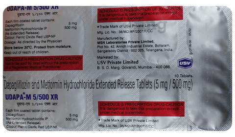 Buy Udapa-M 5/500 XR Tablet Online: View Uses, Side Effects, Price ...