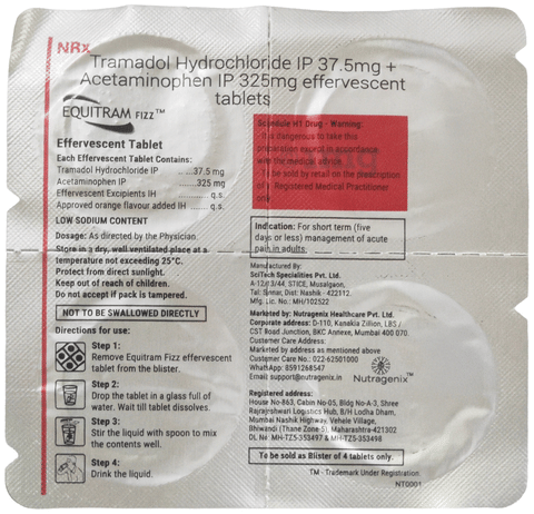 Buy Equitram Fizz 37.5mg/375mg Tablet Online: View Uses, Side Effects ...