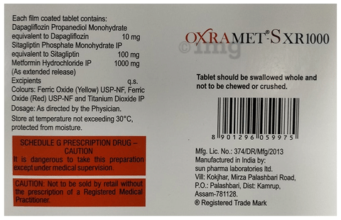 Buy Oxramet-S XR 1000 Tablet Online: View Uses, Side Effects, Price ...