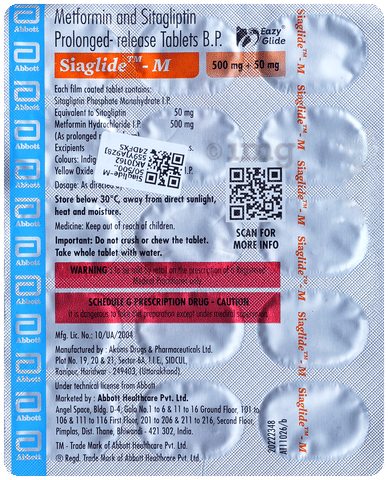 Buy Siaglide-M 50/500 Tablet PR Online: View Uses, Side Effects, Price ...
