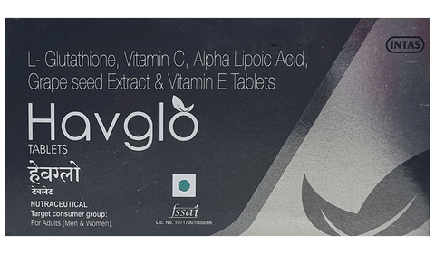 Havglo Tablet with Glutathione, Vitamin C, ALA, Grape Seed Extract ...