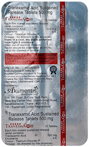 Buy Tranesma 500mg Tablet SR Online: View Uses, Side Effects, Price ...