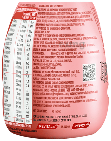 Revital Women Tablet with Multivitamins, Calcium, Zinc & Natural ...