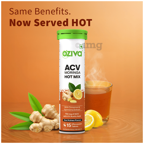 Oziva ACV Moringa Hot Mix Effervescent Tablet for Adults Desi Kahwa ...