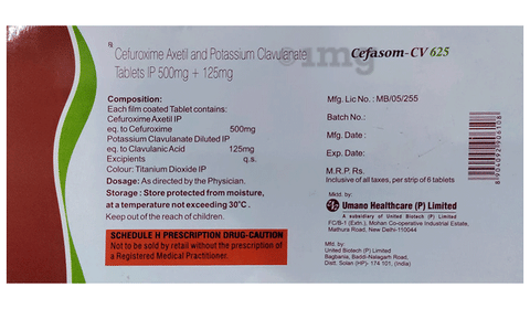 Buy Cefasom CV 500mg/125mg Tablet Online: View Uses, Side Effects ...