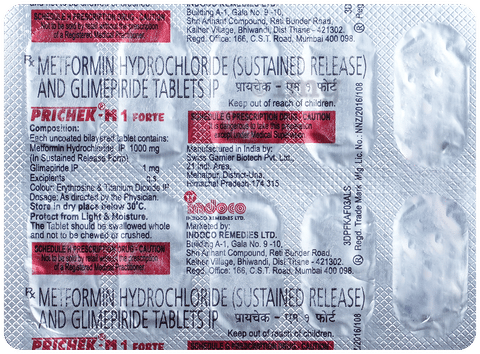 Buy Prichek M Forte 1mg/1000mg Tablet SR Online: View Uses, Side ...