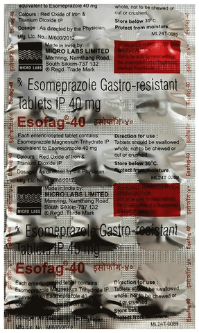 Buy Esofag 40 Tablet Online: View Uses, Side Effects, Price ...