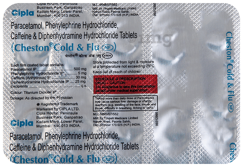 Buy Cheston Cold and Flu NF Tablet Online: View Uses, Side Effects ...