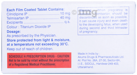Buy Cilniblu T 10mg/40mg Tablet Online: View Uses, Side Effects, Price ...