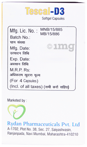 Buy Tescal-D3 Softgel Capsule Online: View Uses, Side Effects, Price ...