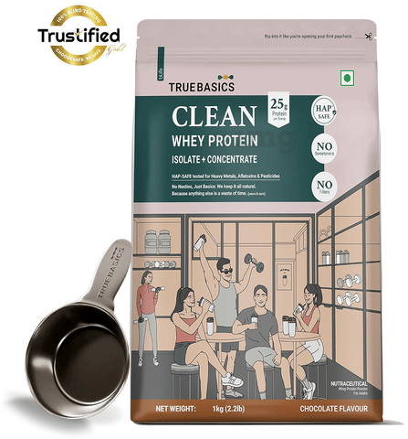 TrueBasics Clean Whey Protein Powder Isolate & Concentrate Blend | 25g ...