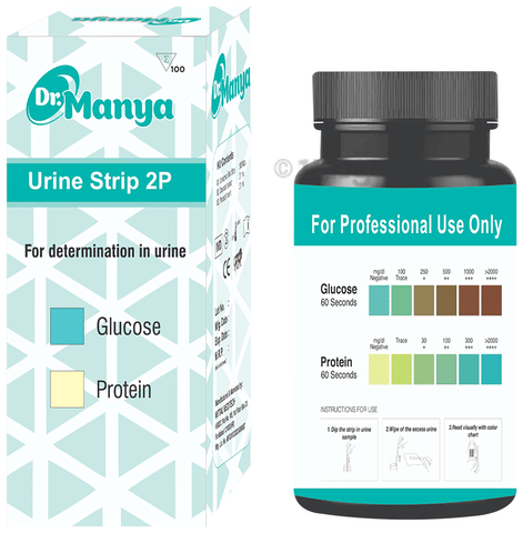 Dr. Manya Urine Test Strip 2P Glucose and Protein (100 Each): Buy box ...