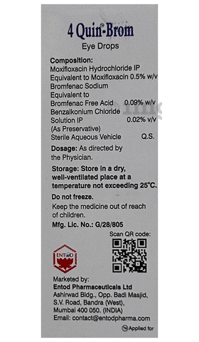 Buy 4 Quin-Brom Sterile Eye Drop Online: View Uses, Side Effects, Price ...