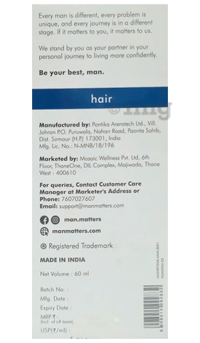 Buy Man Matters Minoxidil 5% with Finasteride Solution I Prevent Hair ...