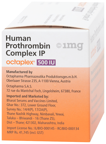 Buy Octaplex 500 IU Injection Online: View Uses, Side Effects, Price ...
