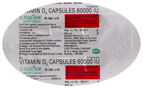 Buy D-Rise 60K Capsule Online: View Uses, Side Effects, Price ...
