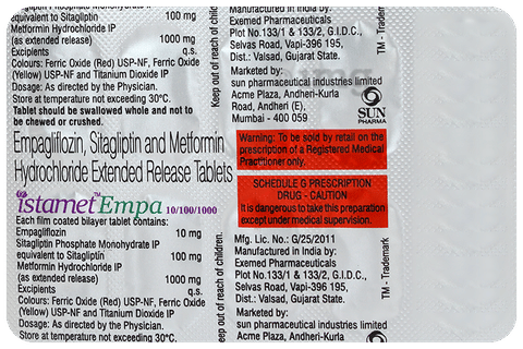 Buy Istamet Empa 10/100/1000 Tablet ER Online: View Uses, Side Effects ...