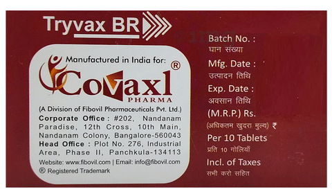 Buy Tryvax BR 90mg/48mg/100mg Tablet Online: View Uses, Side Effects ...