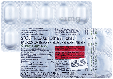 Buy Sitara DM 10mg/1000mg/100mg Tablet Online: View Uses, Side Effects ...